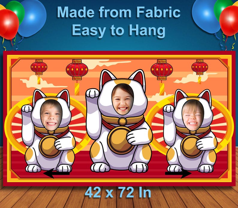 Lucky Cats Photo Standee: Chinese New Year Feng Shui Party Selfie Prop ...