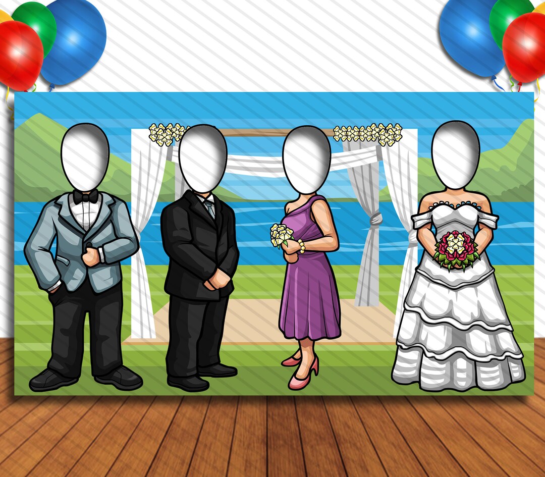 Outdoor Wedding, Hole in Face Cutout Banner, 42x72" Standee, DIY Party ...