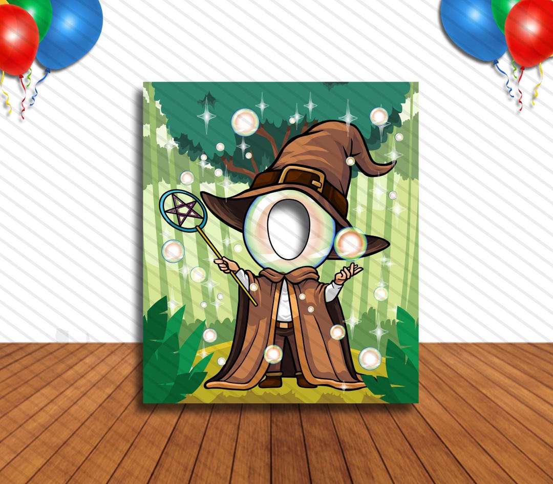 Bubble Magician Hole in Face Cutout, Wizard Theme Party Decoration ...