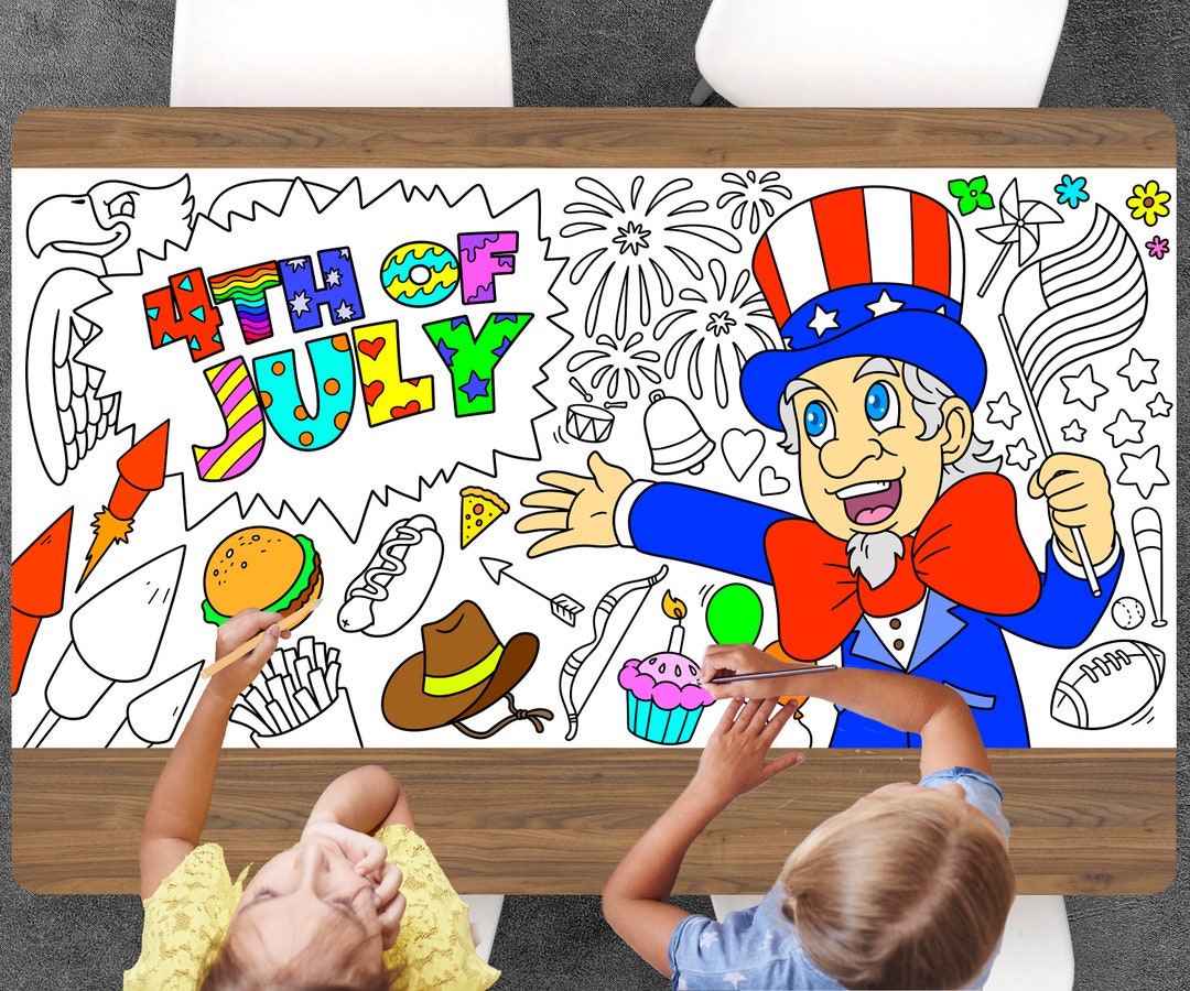 4th of July Jumbo Coloring Poster: DIY Holiday Theme Activity - Etsy