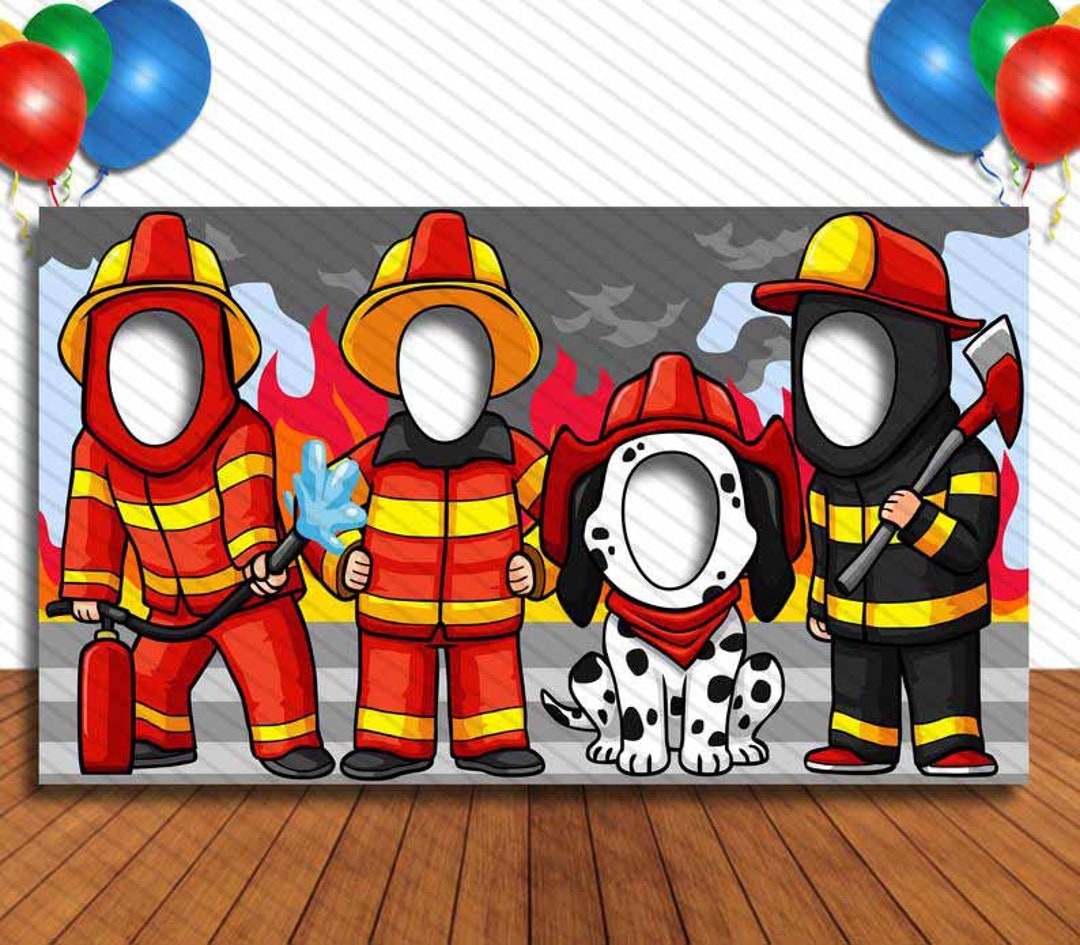 Firefighters, Workers Theme, 42x72" Photo Standee, Face Hole Cutout ...
