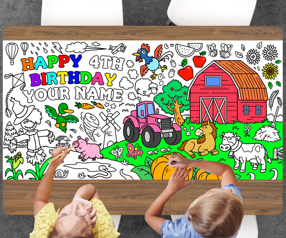 Barnyard Coloring Page Custom Farm Theme Birthday Sheet | Etsy
