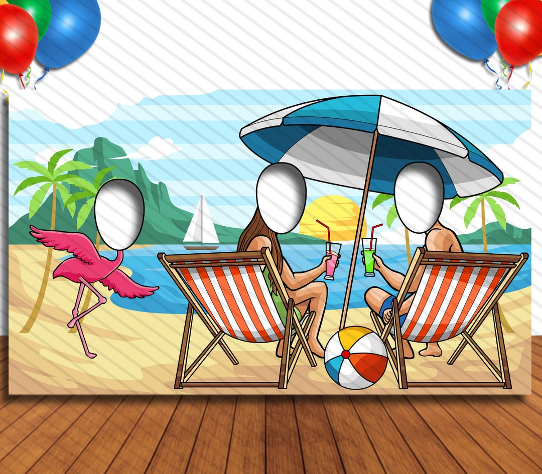 Chillin' at the Beach, Summer Theme, 42x72" Photo Standee, Face Hole ...
