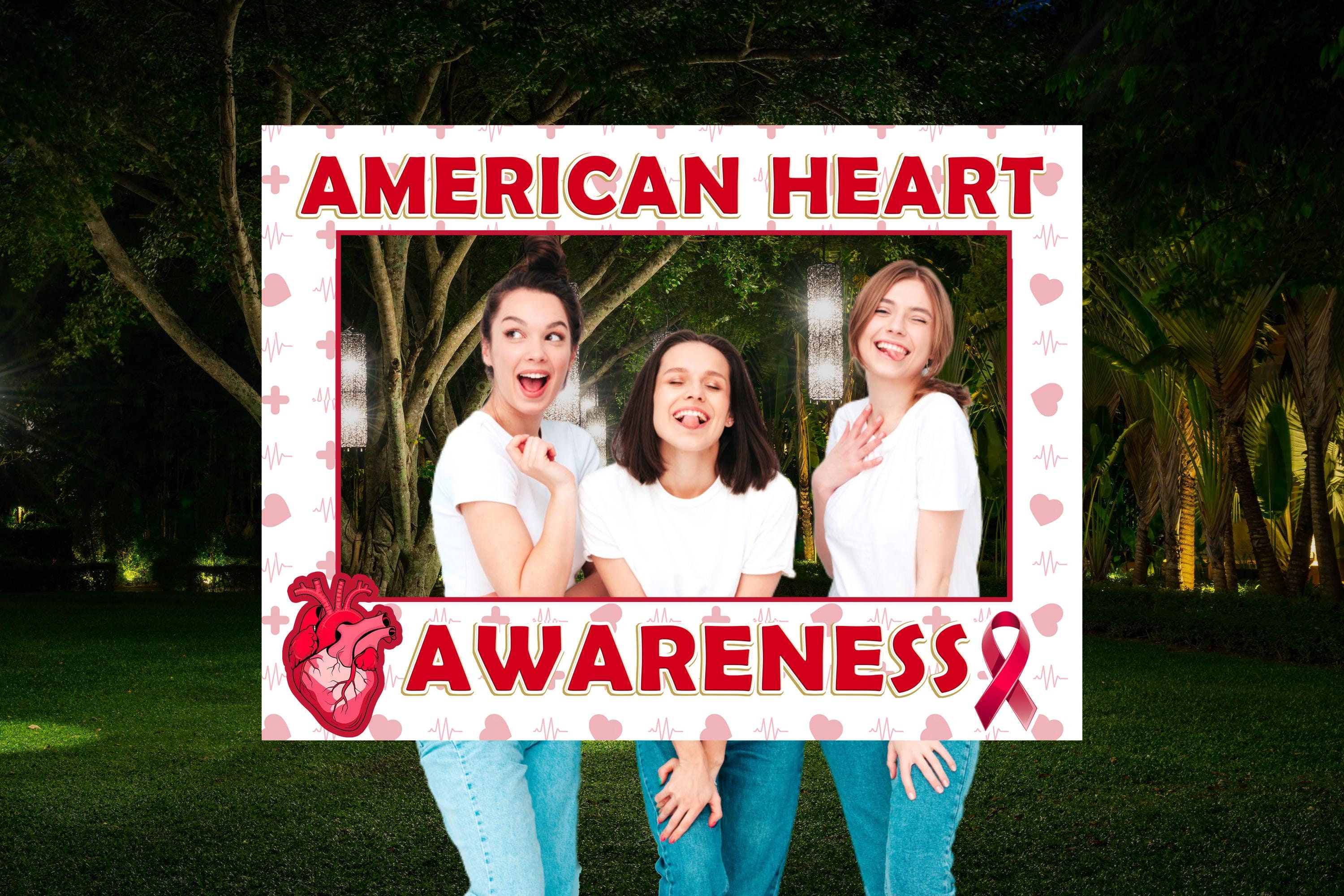 American Heart Awareness, Photo Booth Selfie Frame, DIY Party Prop - Etsy