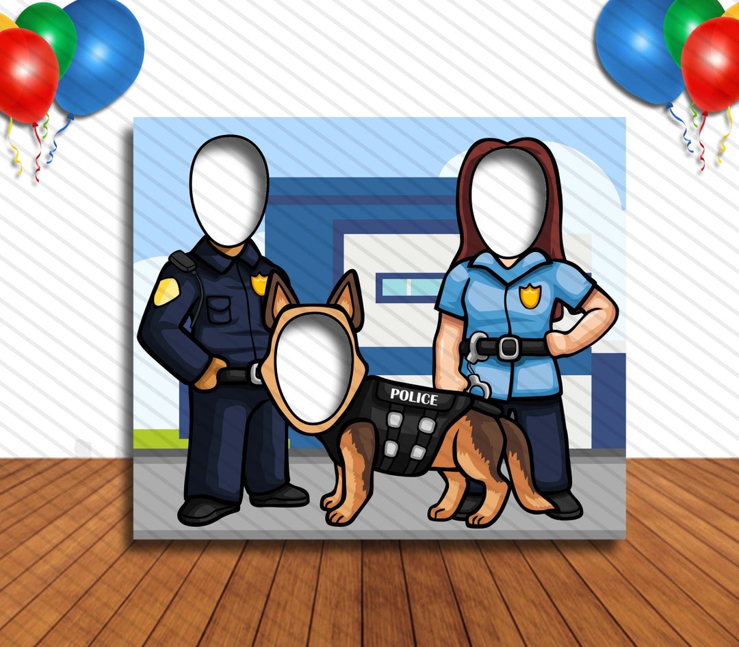 Police Officers and Police Dog, 36x42" Photo Standee, Face Hole Cutout ...