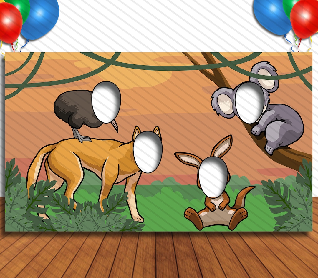 Australian Wild Animals Theme Face Cutout, 42x72 Photo Stand-in, Party ...