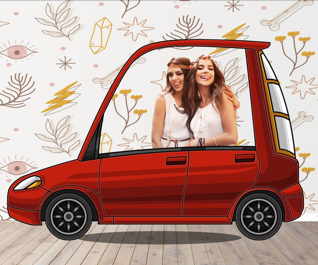 Red Hatchback Car, Vehicle Theme, DIY Photo Booth Props, Photo Booth ...