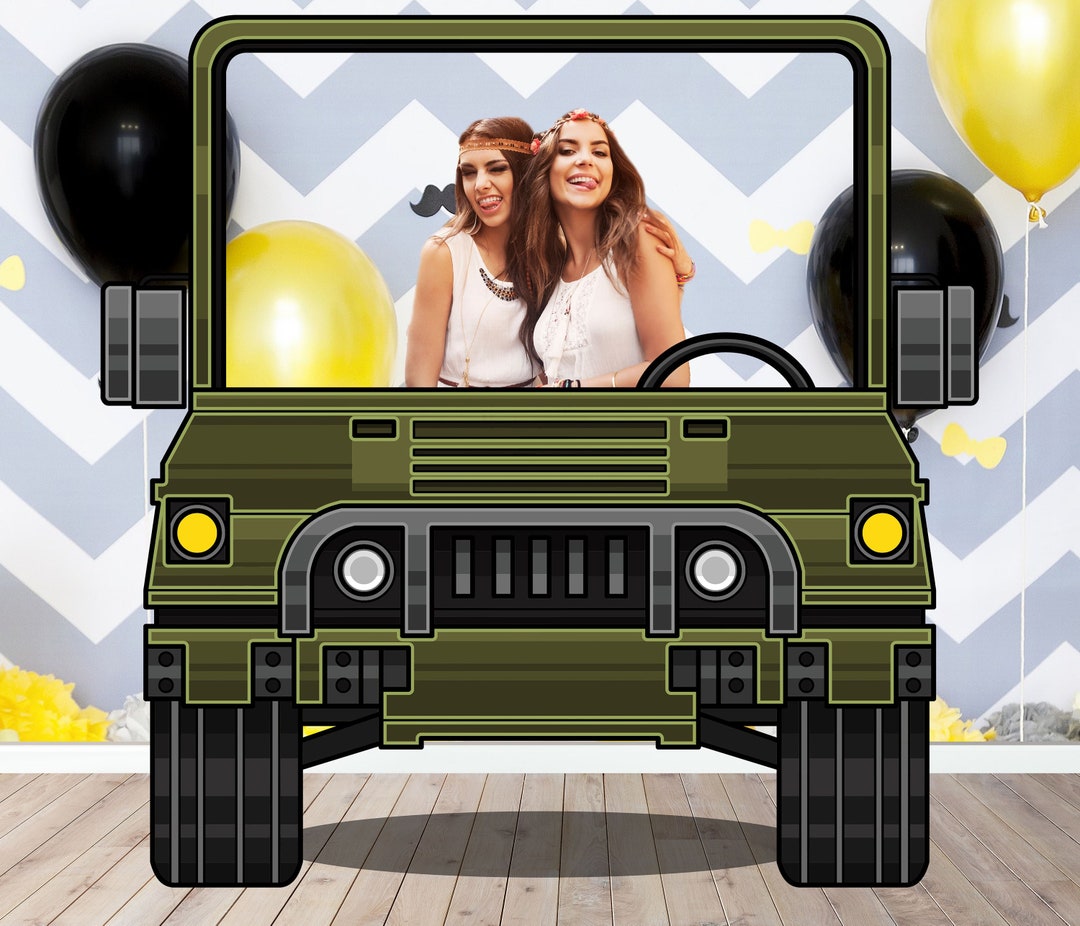 Green Military Car, Vehicle Theme, DIY Photo Booth Props, Photo Booth ...