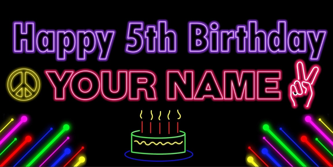 Glow Party Birthday Banner Neon Lights Glow in the Dark | Etsy