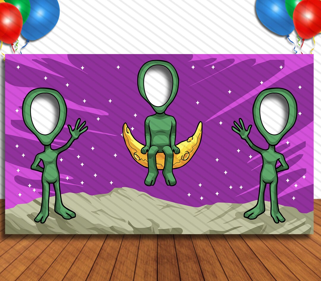 Friendly Aliens, Extraterrestrial Theme, 42x72" Photo Standee, Face ...