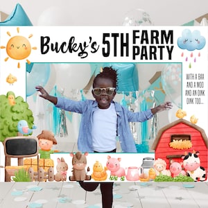 Farm Party, Animal Theme Photo Frame, Personalized DIY Photo Booth ...