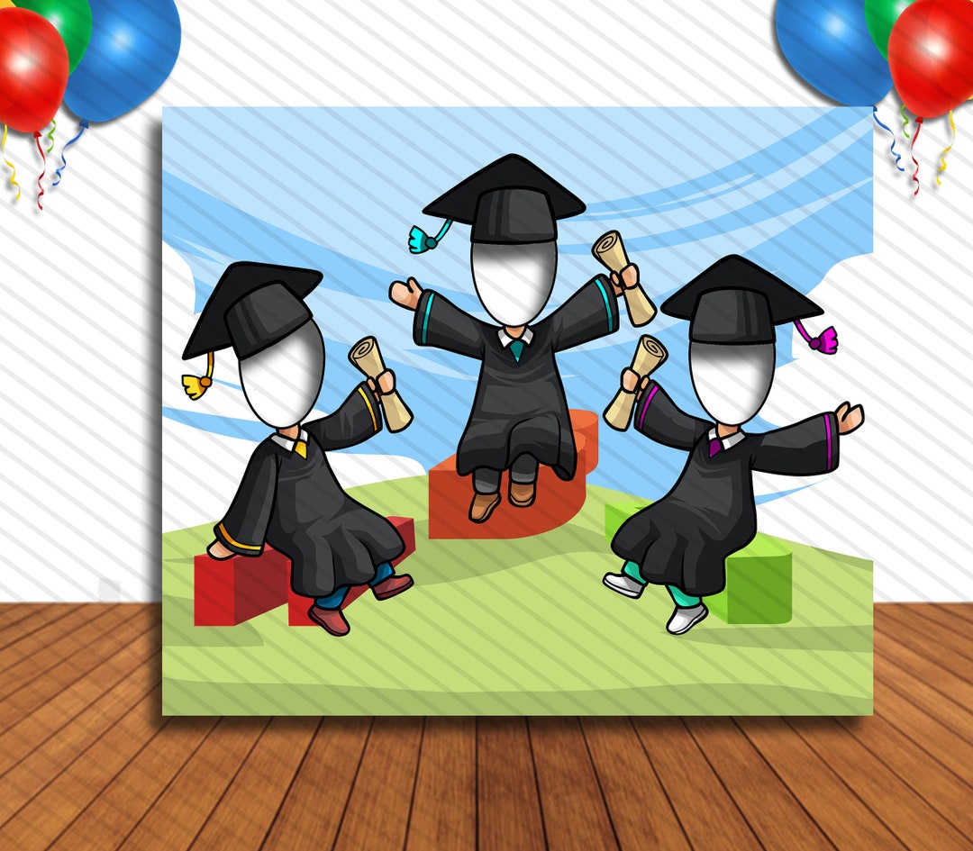 Graduation Theme Face Cutout, 36x42 Photo Stand-in, Party Selfie Photo ...