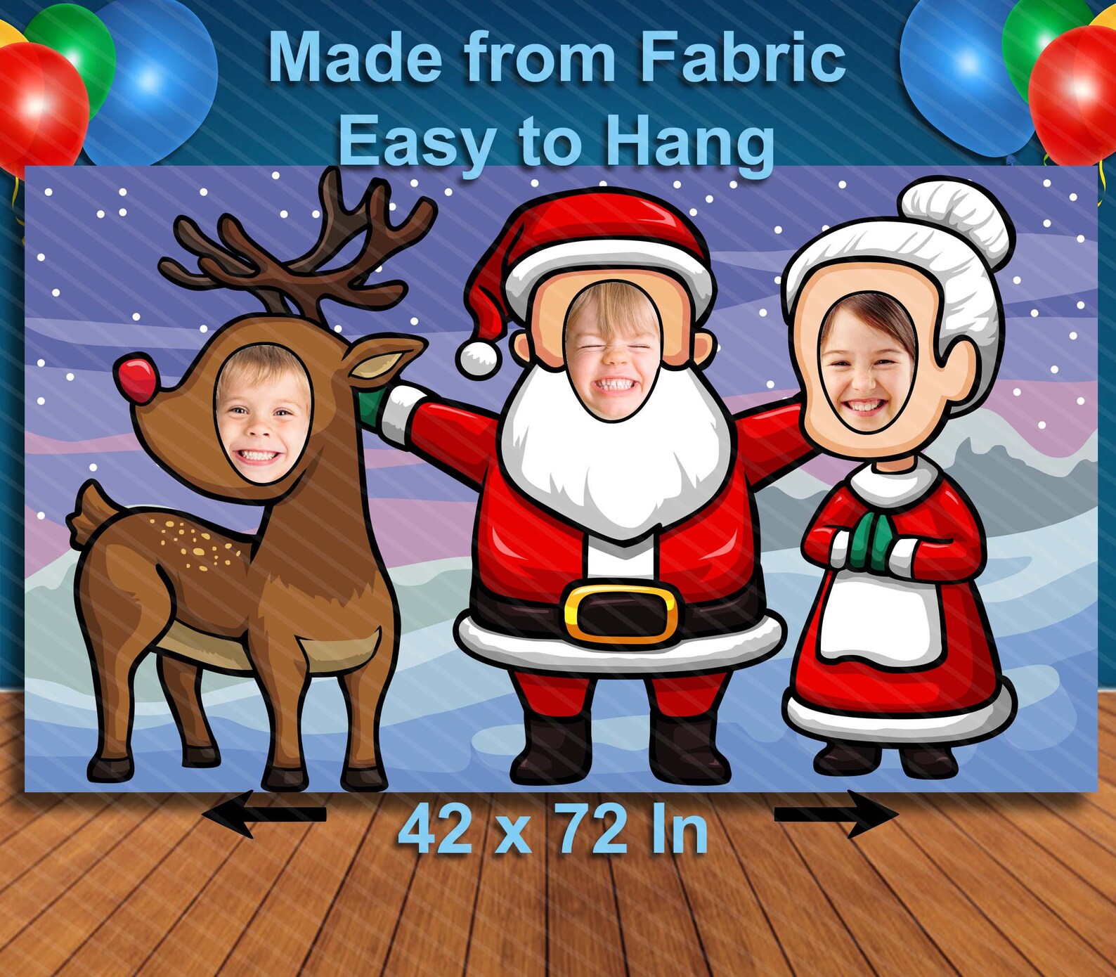 Santa Mrs.claus and Rudolph, Hole in Face, Party Selfie Photo Prop ...