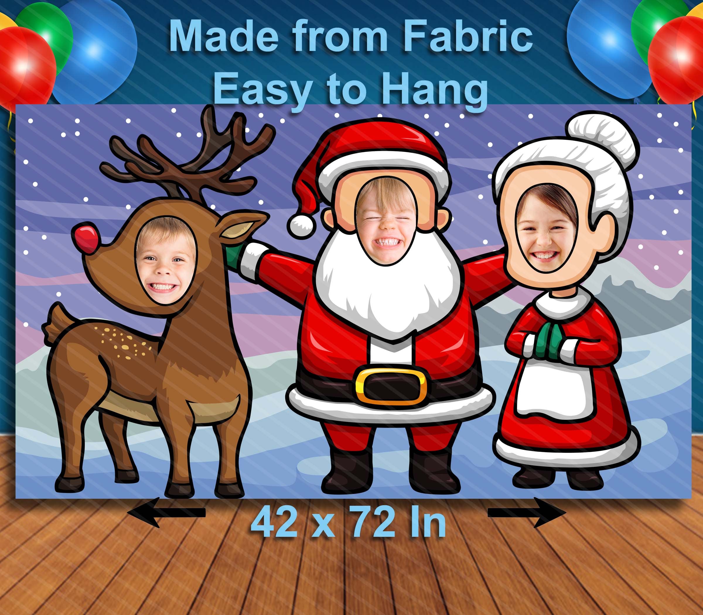 Santa Mrs.claus and Rudolph, Hole in Face, Party Selfie Photo Prop ...