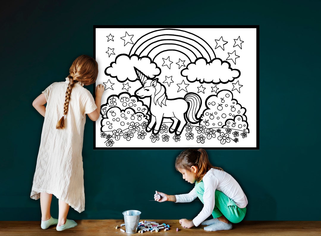 Large Unicorn Coloring Poster: Abstract Jumbo Coloring Page - Etsy