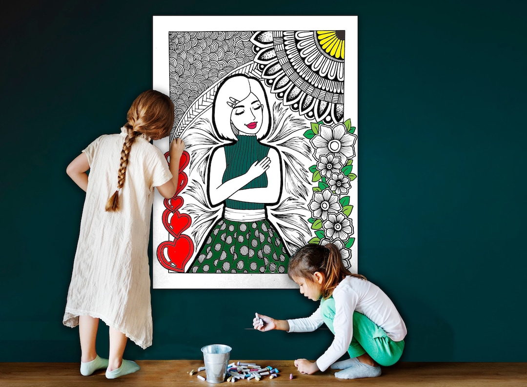 Self Love, Self Care Coloring Page, Large Coloring Sheet, Giant ...