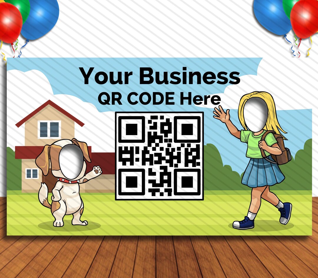 QR Code, Business Custom Name, 42x72" Photo Standee, Hole in Face ...