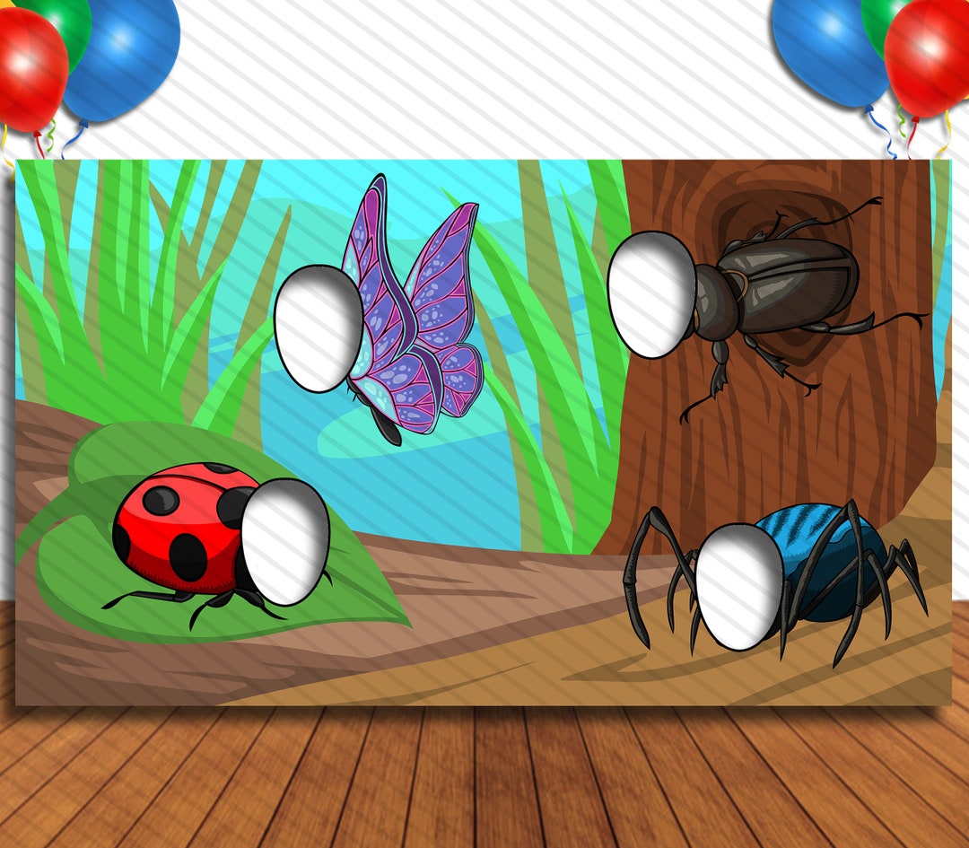 Insects Theme Face Cutout, 42x72 Photo Stand-in, Party Selfie Photo ...