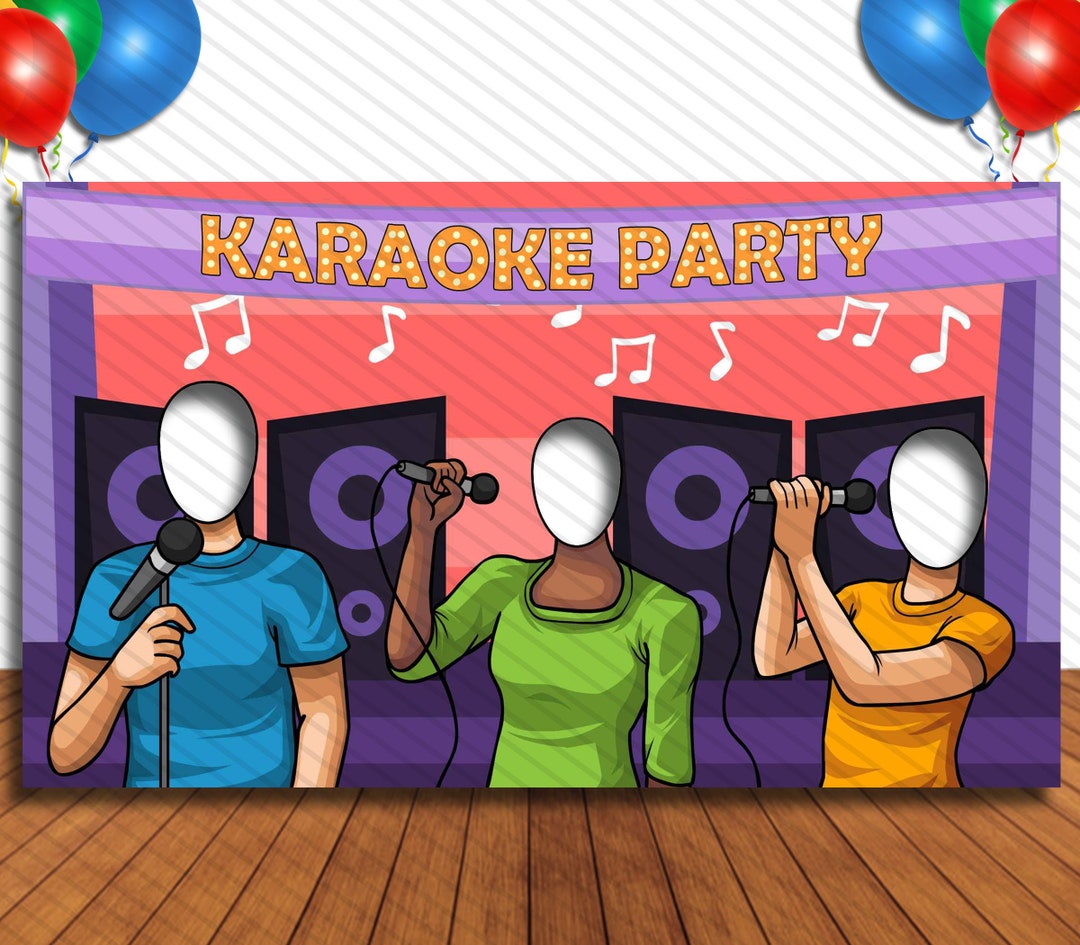 Sing-along, Karaoke Party Theme, 42x72" Photo Standee, Face Hole Cutout ...