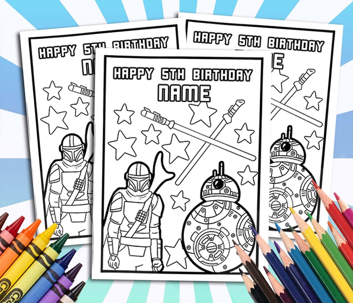 Star Wars Happy Birthday Coloring Pages Custom Personalized | Etsy ...