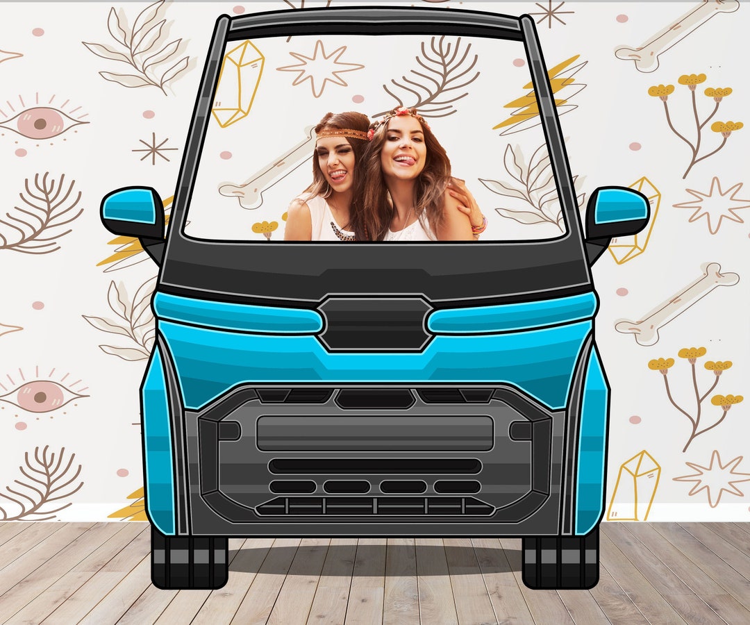 Blue Electric Car Photo Prop, SUV DIY Party Prop, Photo Booth Selfie ...