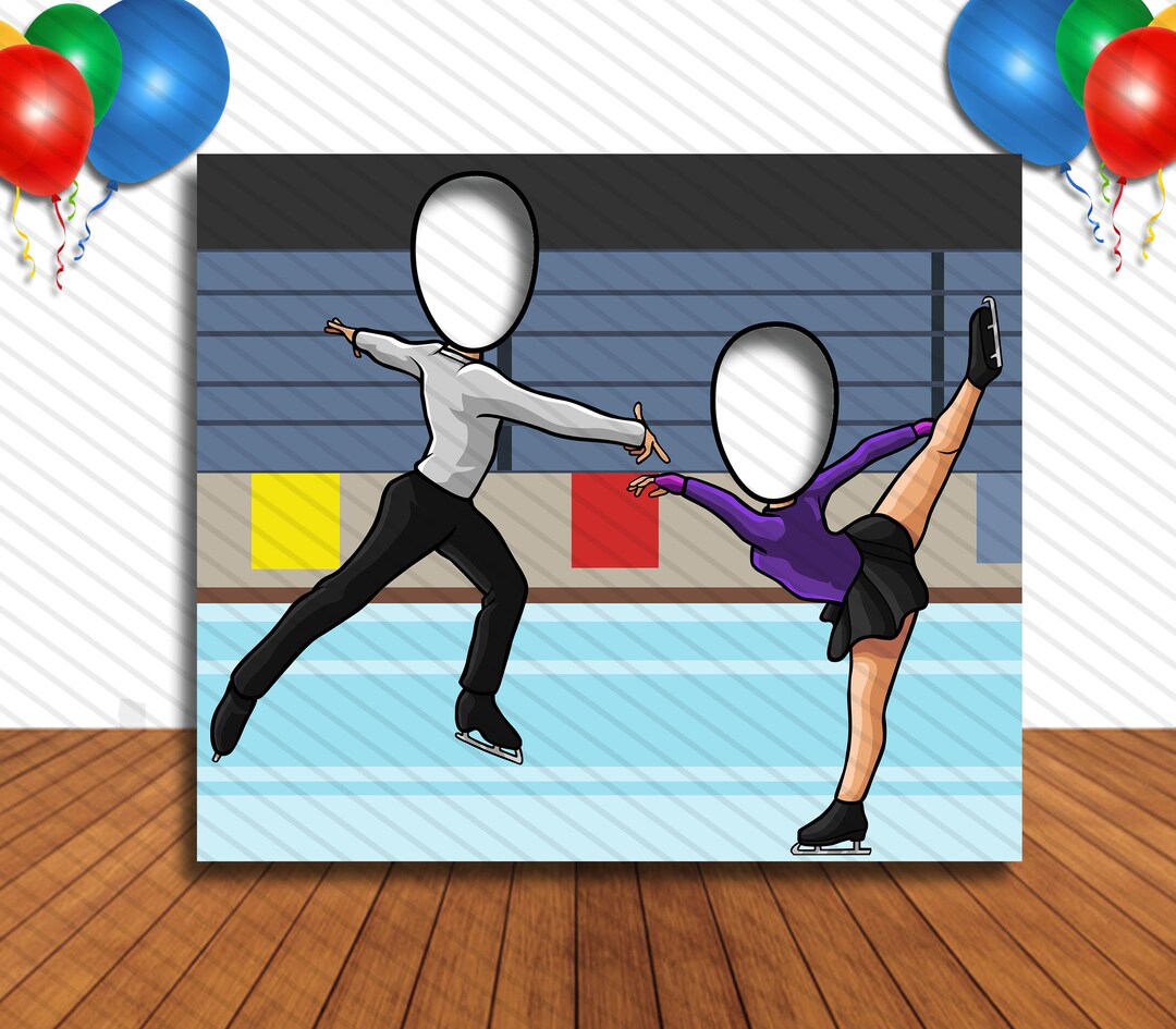 Ice Skating, Sports Theme Party Decoration, 36x42" Photo Standee, Face ...