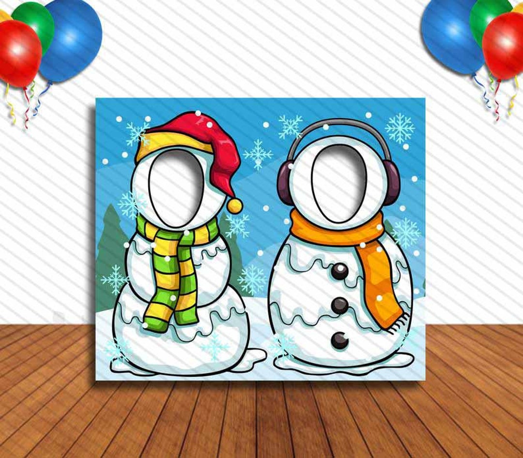 Two Snowman, Winter Christmas Party Decoration, 36x42" Photo Standee ...