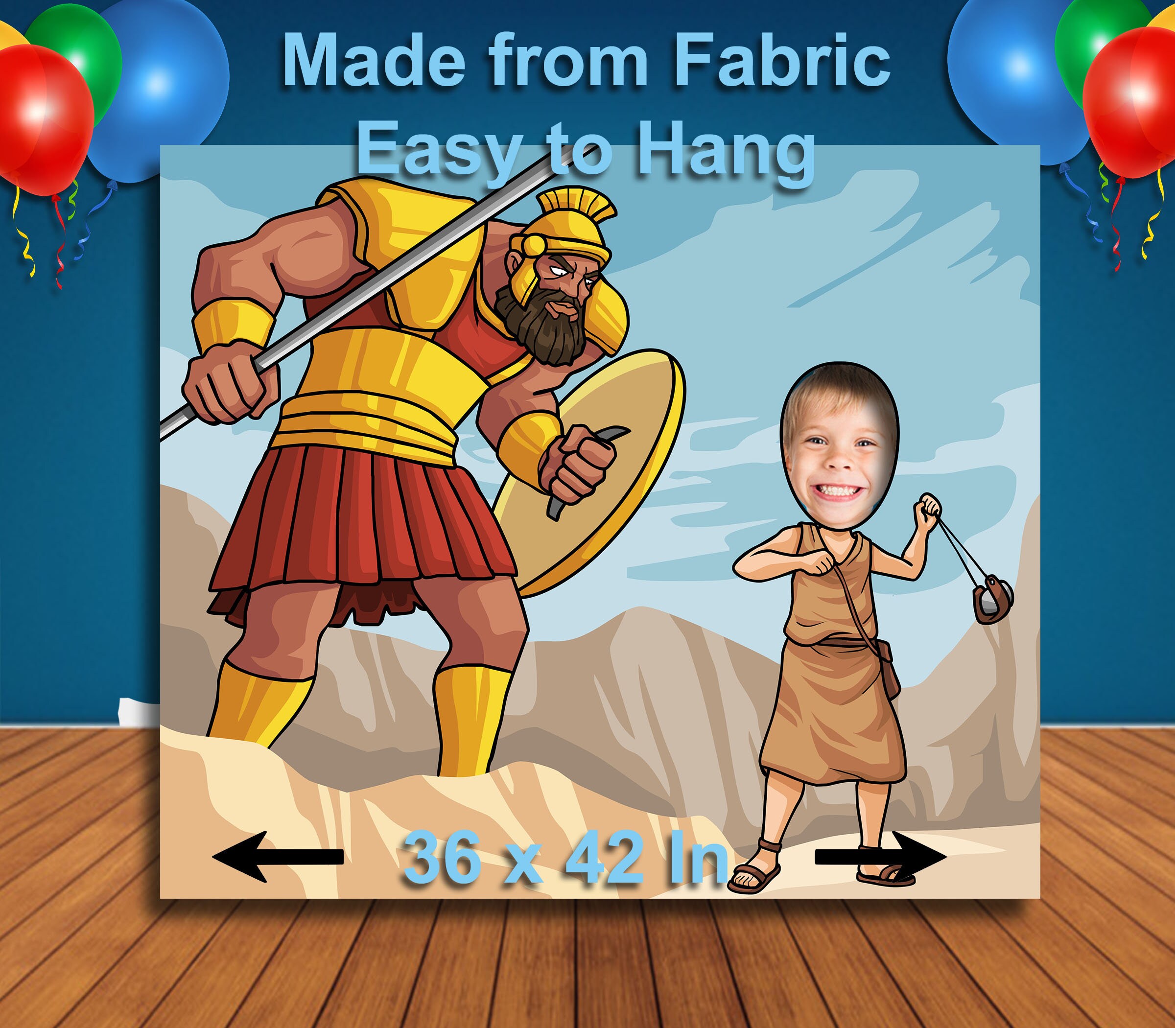 David and Goliath, Hole in Face Cutout Banner, 36x42" Standee, DIY ...