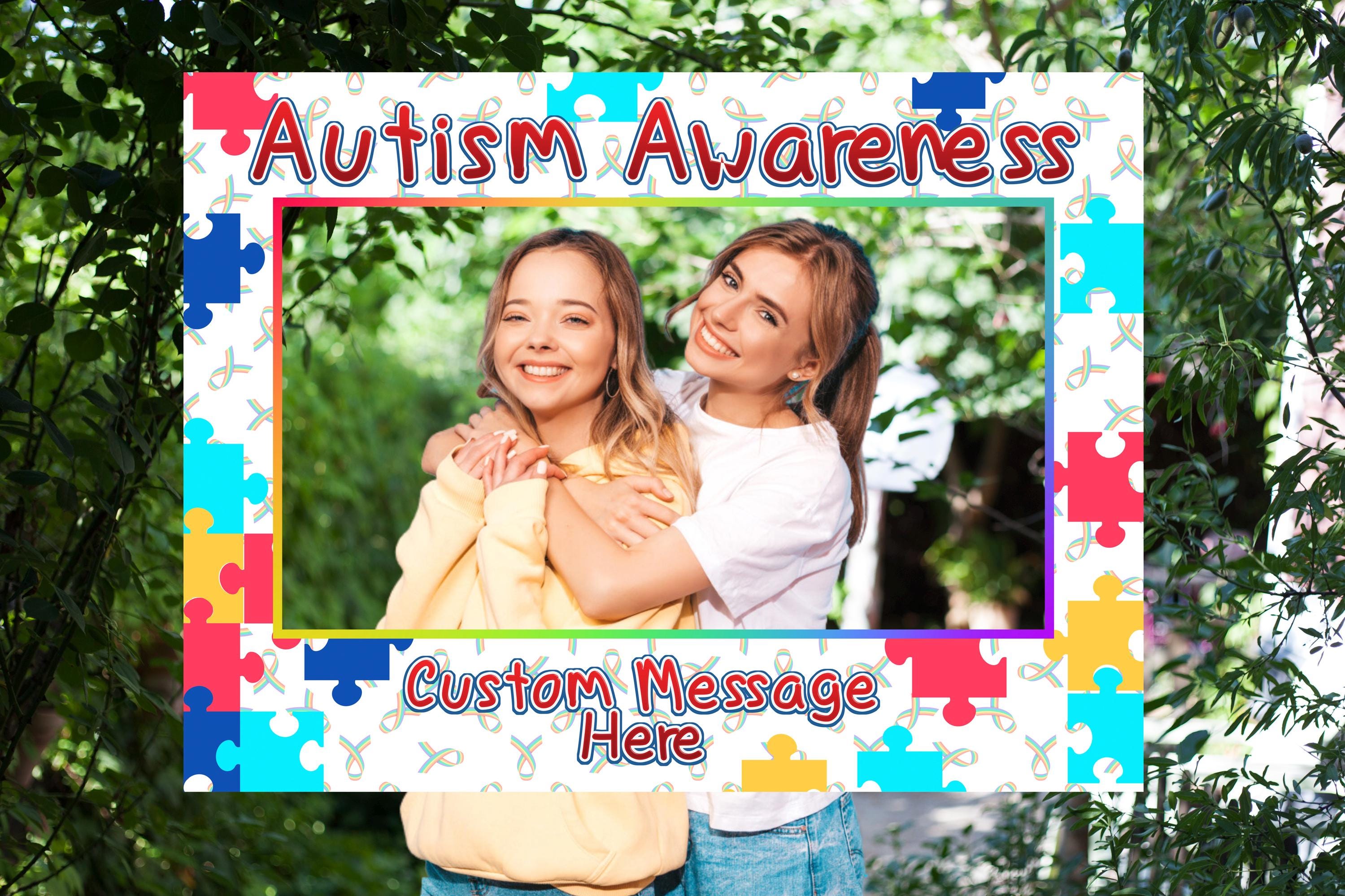 Autism Awareness, Custom Message, Photo Booth Selfie Frame, DIY Party ...