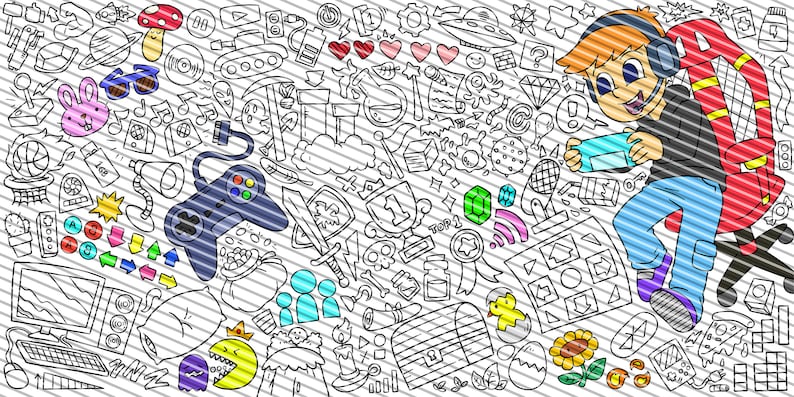 Gamer Boy Coloring Sheet Jumbo Coloring Book Page Animal - Etsy
