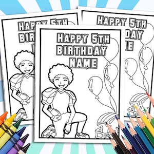 Football Player Happy Birthday Coloring Pages, Custom, Personalized ...