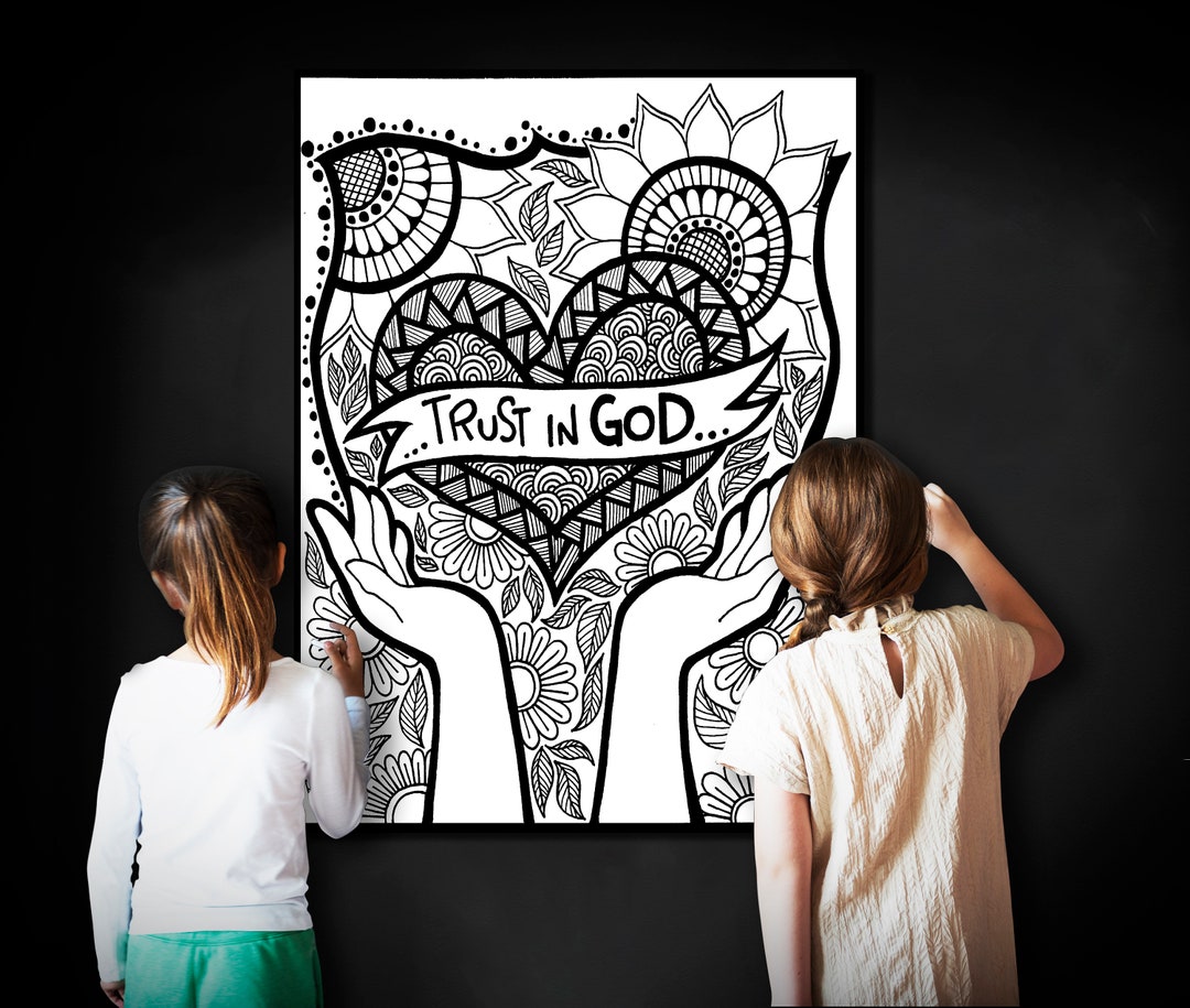Trust in God Coloring Poster: Abstract Christian Jumbo Coloring Page - Etsy