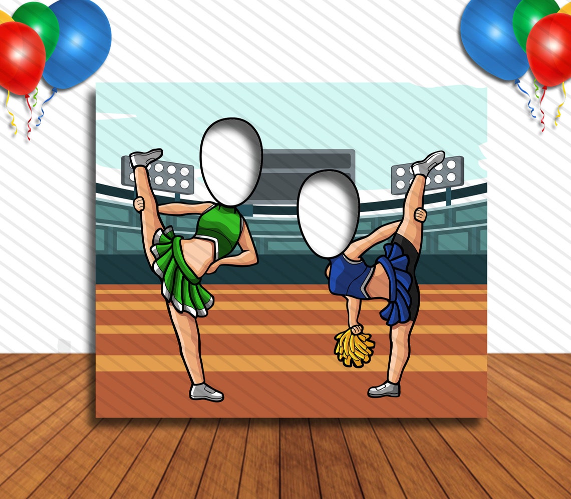 Cheerleading Party: DIY Face Hole Cutout, Fun Selfie Prop Banner (36x42 ...