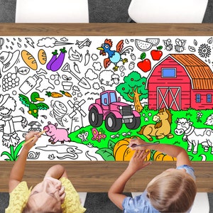 Farm Coloring Page, Custom Barnyard Theme Birthday Sheet, Jumbo ...