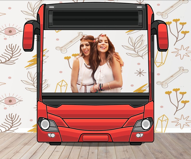 Red Bus Photo Booth Frame: Vehicle Theme DIY Party Props - Etsy
