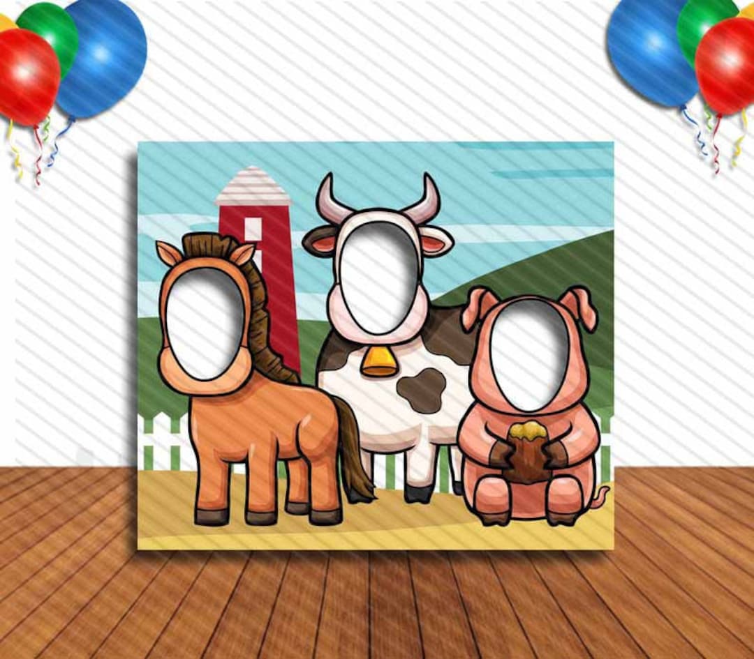 Horse Cow Pig, Farm Animals Theme, 36x42" Photo Standee, Face Hole ...