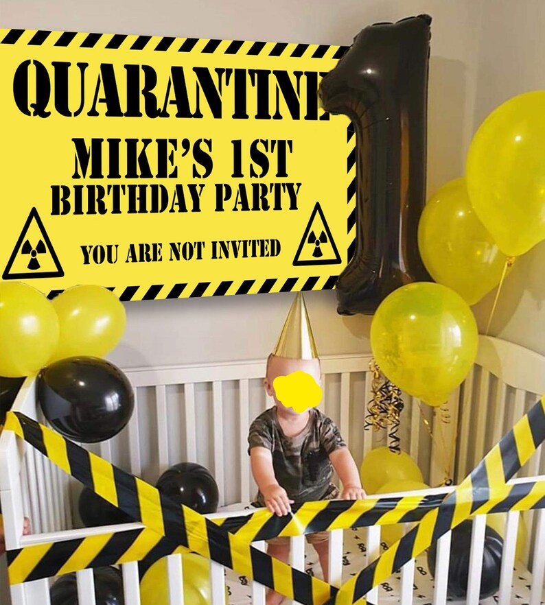 Quarantine Birthday Party Banner Funny Birthday Decor Party - Etsy