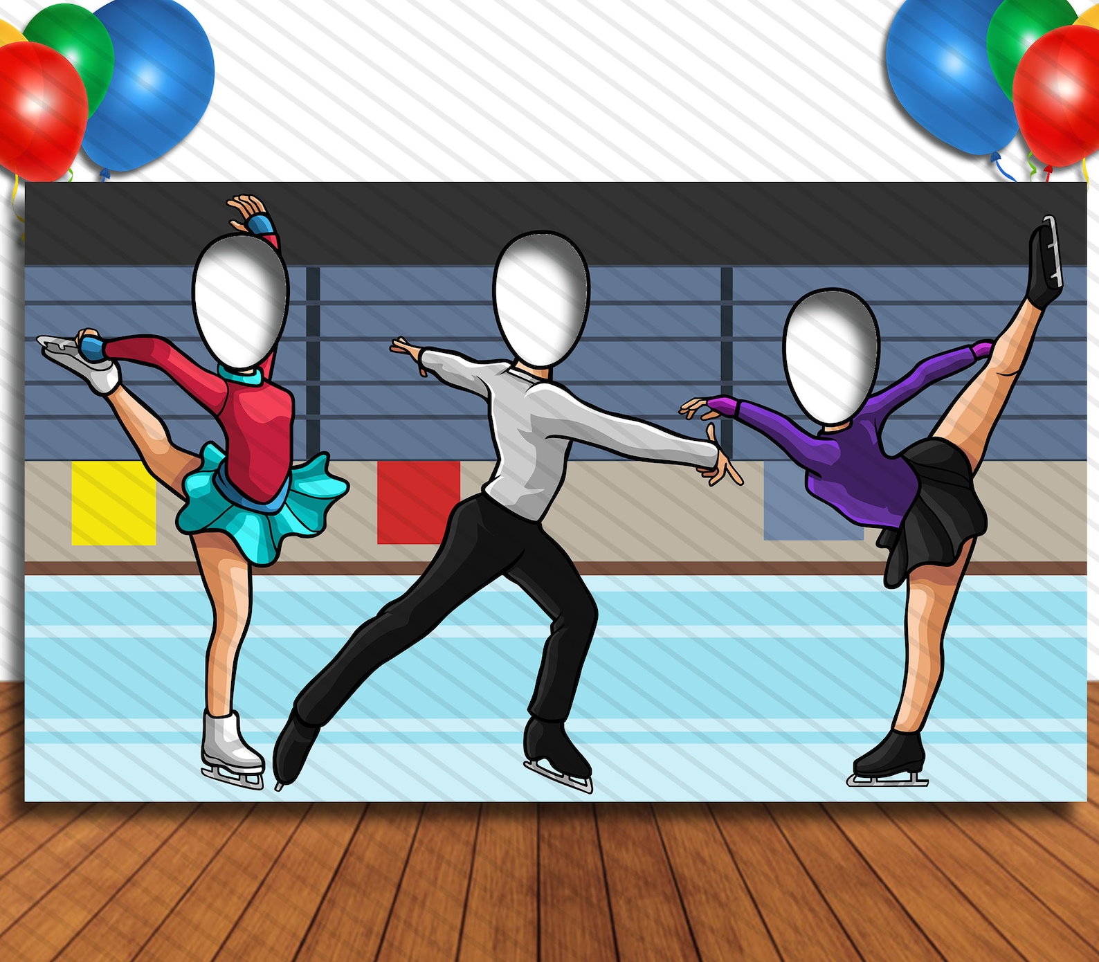 Ice Skating Cutout Hole in Face Party Selfie Photo Booth - Etsy