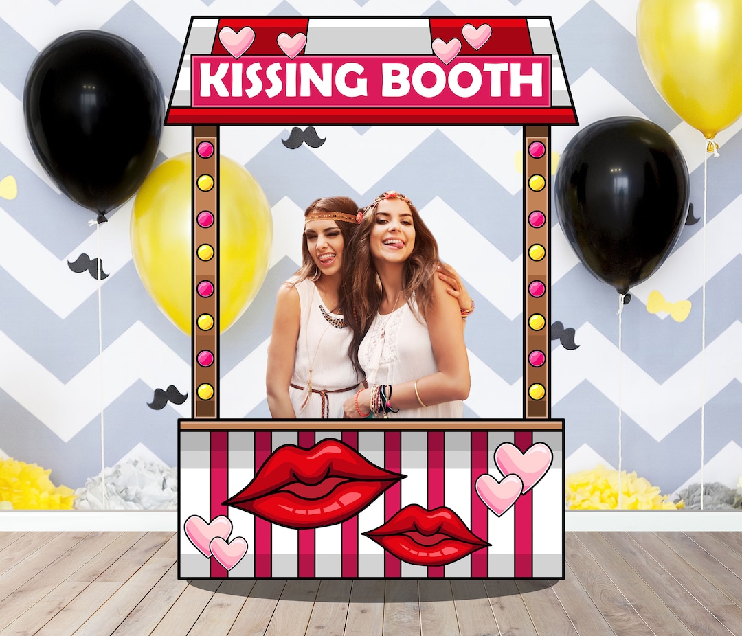 Pink Hearts and Red Lips, Kissing Booth Photo Frame, Valentines Day ...