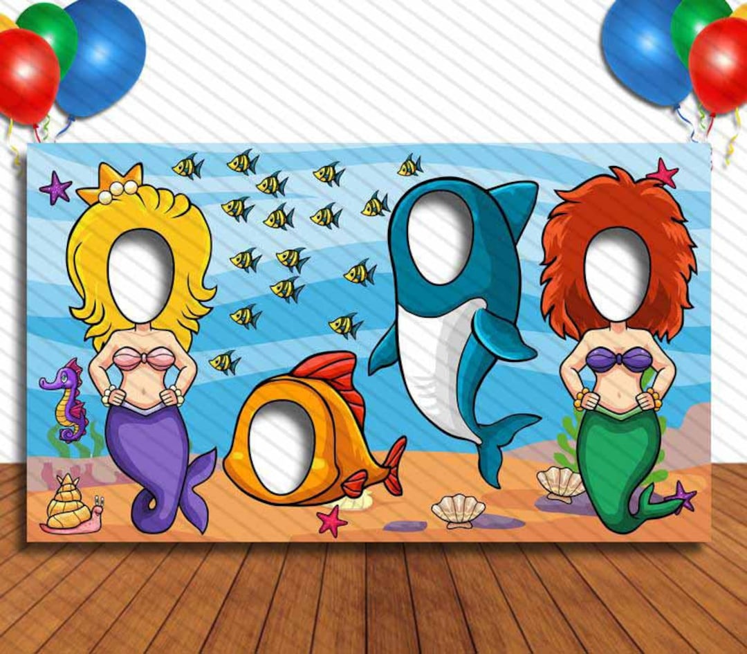 Mermaids and Sharks, Under the Ocean Theme, 42x72" Photo Standee, Face ...