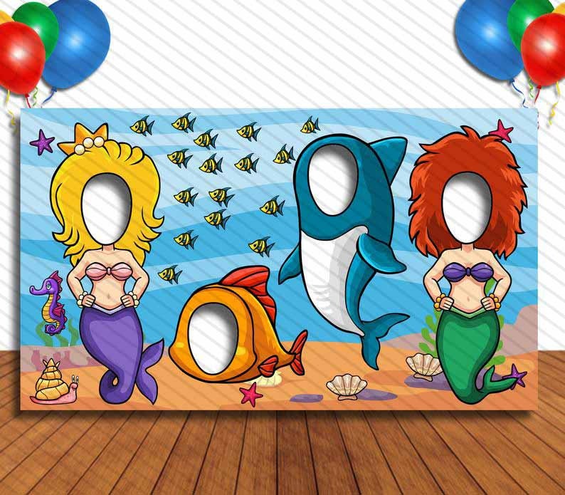 Mermaids Face Cutout Hole in Face Party Selfie Photo Prop - Etsy