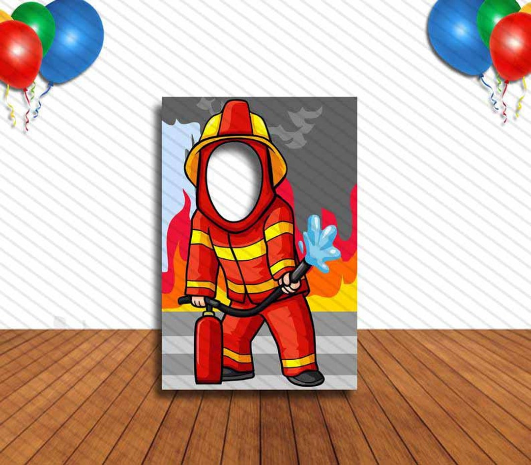 Fireman Face Cutout, Hole in Face, Party Selfie Photo Prop, Firefighter ...