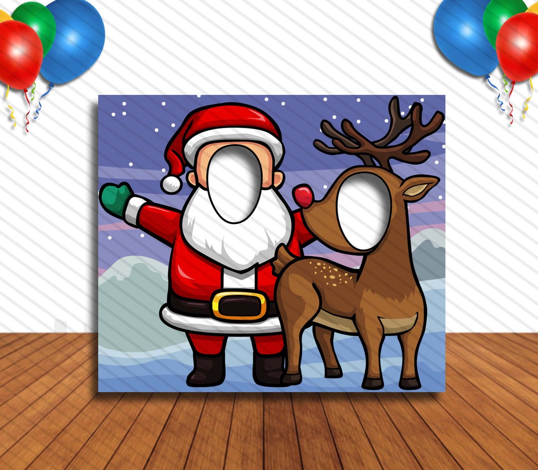Santa and Rudolph, Hole in Face, Party Selfie Photo Prop, Christmas ...