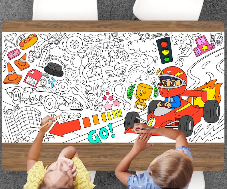 Racecar Giant Coloring Poster: Animal Theme Jumbo Sheet - Etsy