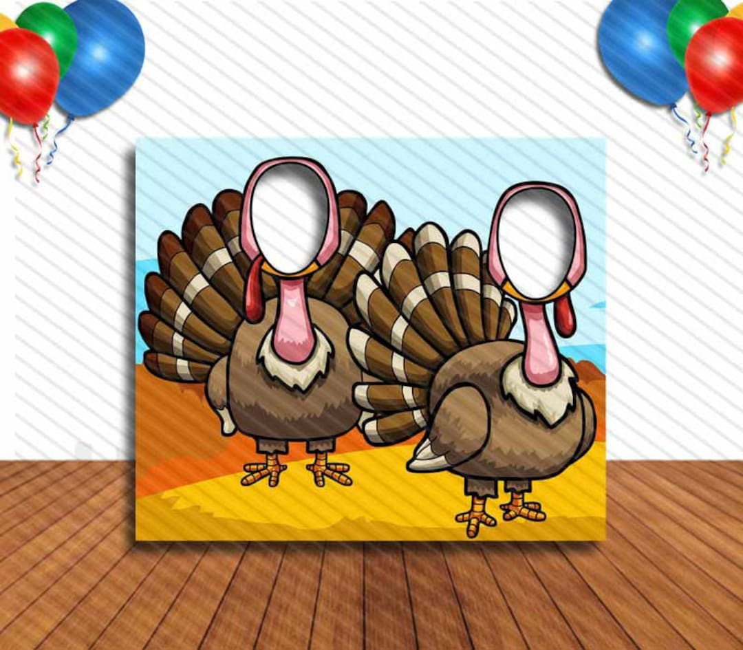 Thanksgiving Turkey Photo Standee: Animal Face Hole Cutout, Party Prop ...