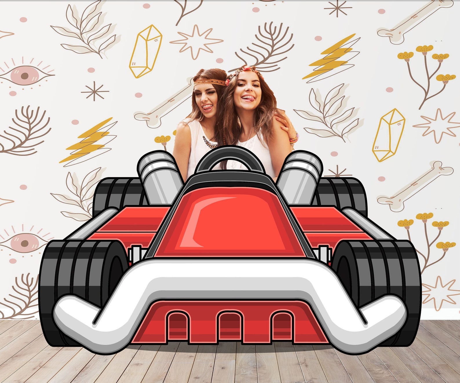 Race Car, Photo Booth Selfie Frame, DIY Poster, Vehicle Theme Party ...