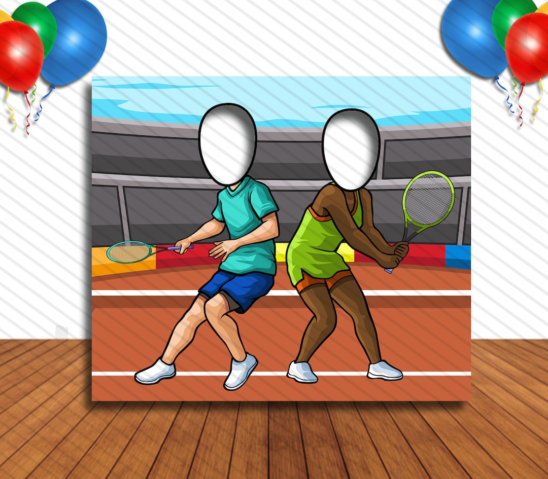 Tennis Players DIY Hole in Face Cutout : Sports Theme Party Prop (36x42 ...