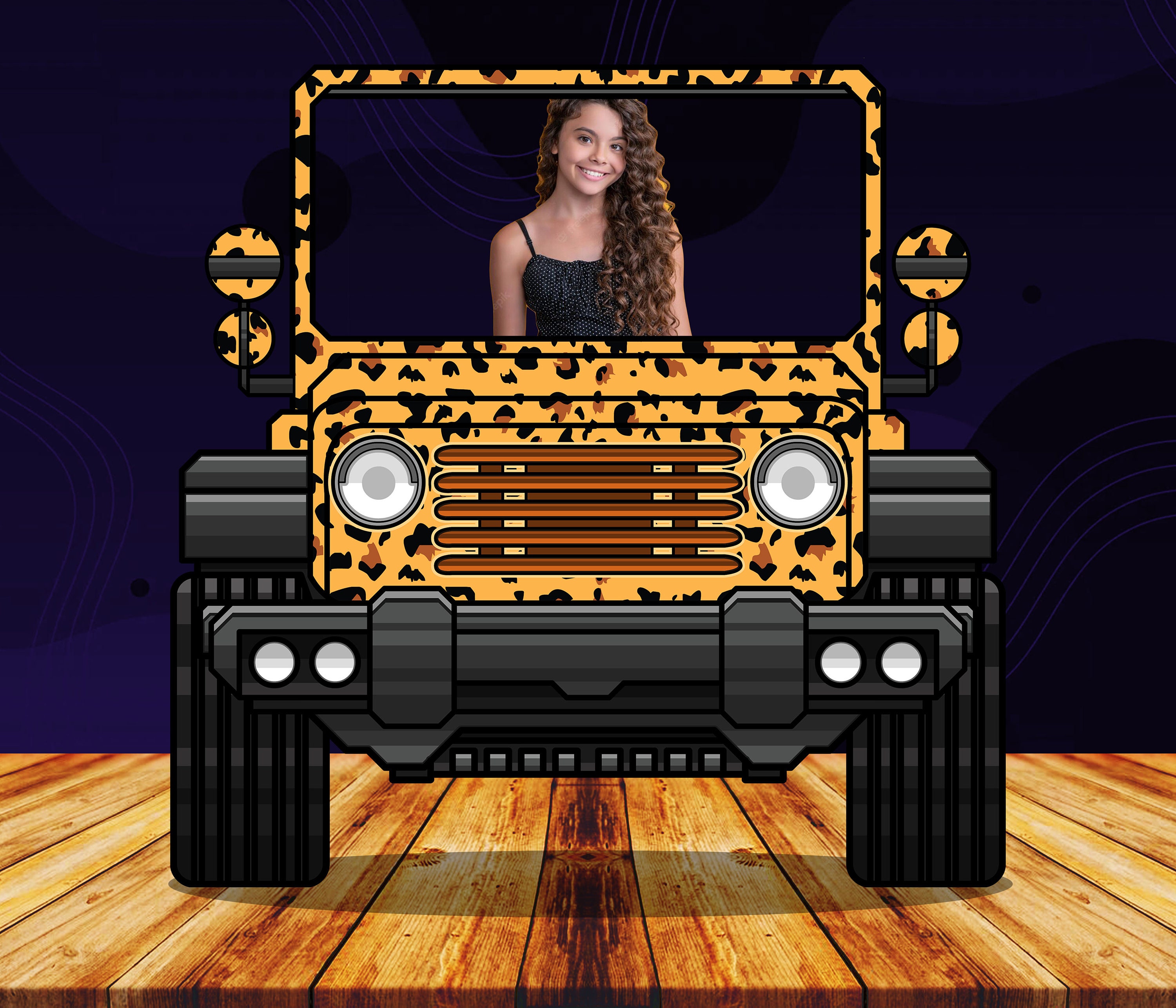 Cheetah Print Car, Photo Booth Selfie Frame, DIY Poster, Vehicle Theme ...