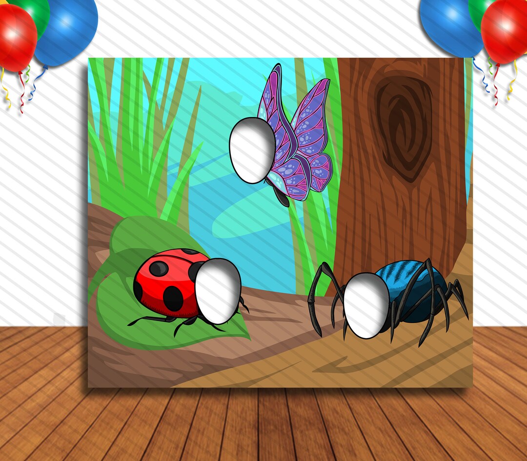 Insects Theme Face Cutout, 36x42 Photo Stand-in, Party Selfie Photo ...