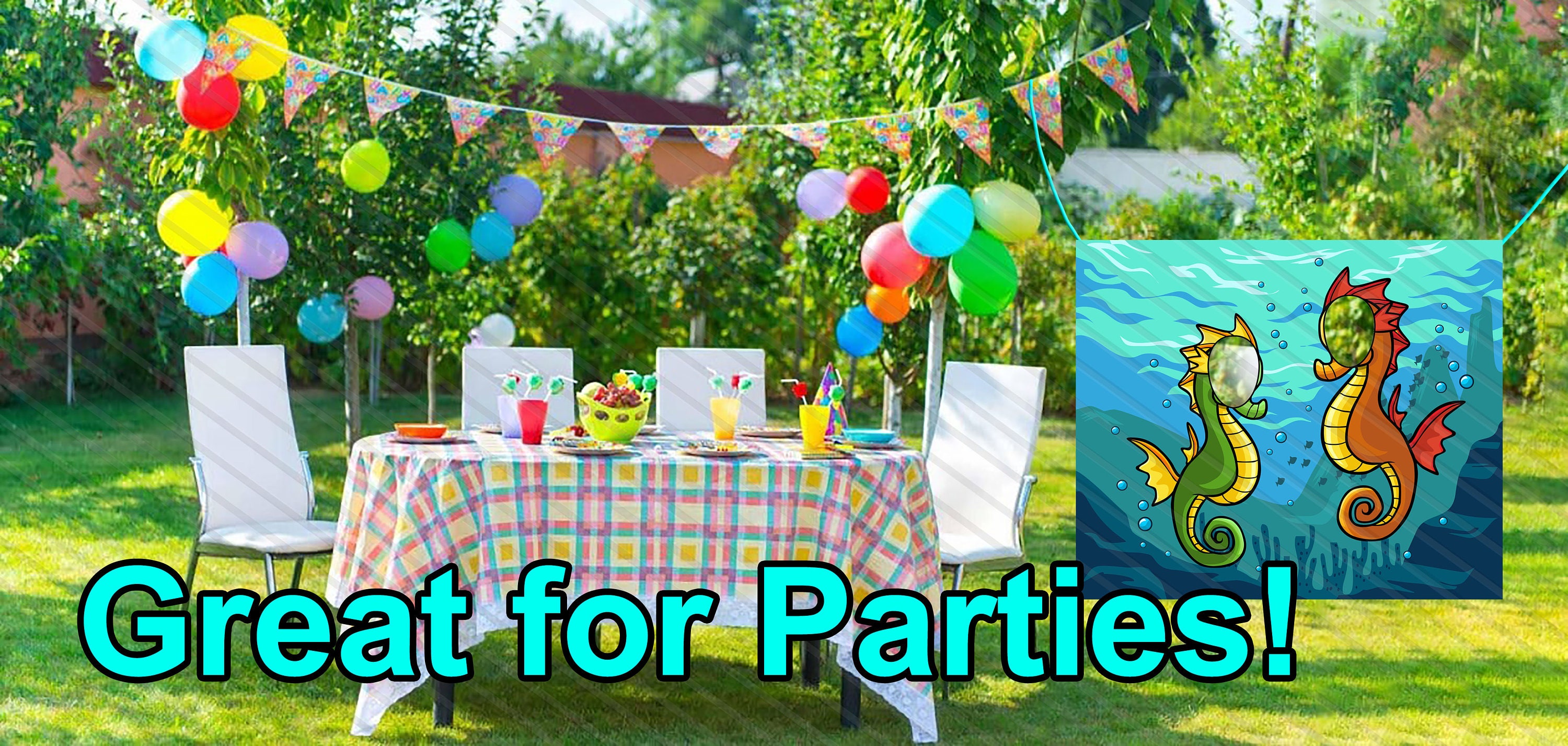 Seahorses, Mythical Creatures, Ocean Theme Party, 36x42" Photo Standee ...